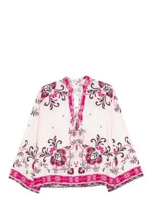 TWINSET Floral Print V-neck Blouse With Tassel Details - White
