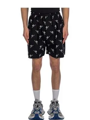 Balenciaga Bb Logo Print Bermuda Shorts - Black/white