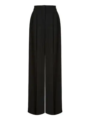 Alberta Ferretti Pleated Wide-leg Trousers - Black