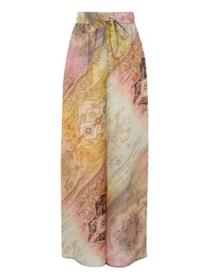 Zimmermann Printed Wide-leg Pants - Nude
