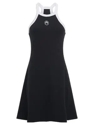 MARINE SERRE Sleeveless Embroidered Moon Logo Dress - Black