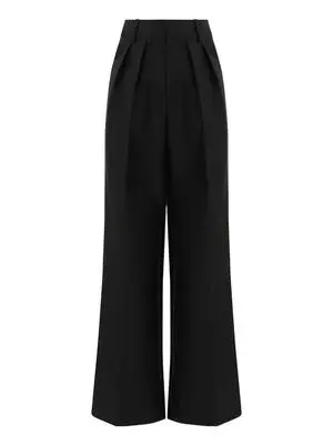 Zimmermann Pleated Wool Wide-leg Pants - Black