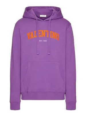 Valentino Garavani Logo Printed Long-sleeve Hoodie - Purple