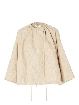 Fendi Ff Chambray Drawstring Jacket - Beige