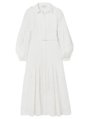 Gabriela Hearst Long Sleeve Belted Maxi Dress - White