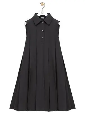 Loewe Sleeveless Stretch Viscose Trapeze Dress With Polo Collar - Black