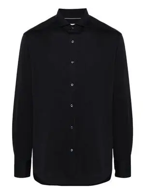 Brunello Cucinelli Spread-collared Buttoned Shirt - Black