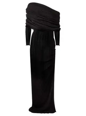 Alaïa Strapless Maxi Dress With Draped Neckline And Slit Detail - Black