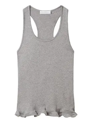 Stella McCartney Frilled Hem Ribbed Tank Top - Gray Blend