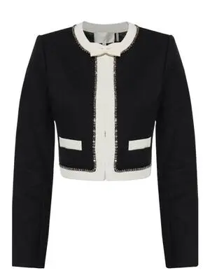 LoveShackFancy Cropped Blazer With Bow Detail - Black