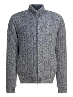 Herno Zip-up High Neck Cropped Sweater - Gray