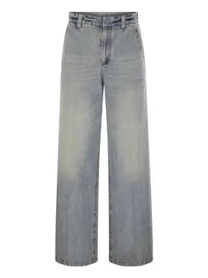 Brunello Cucinelli Embellished Soft Denim Low Slung Trousers - Gray