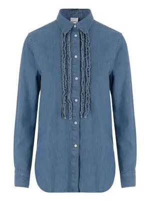 Aspesi Long-sleeved Shirt With Frills - Blue