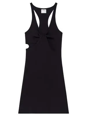 COURREGES Courrèges Ribbed Twist Cut-out Mini Dress - Black