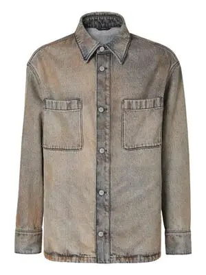 Fendi Long Sleeved Overdyed Denim Shirt - Gray