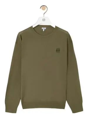 Loewe Long-sleeved Crew Neck Sweater With Puzzle Embroidery - Sage