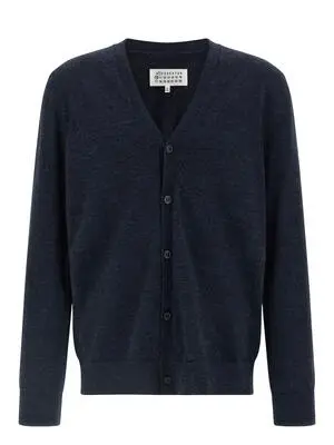 MAISON MARGIELA V-neck Cardigan With Elbow Patches - Blue