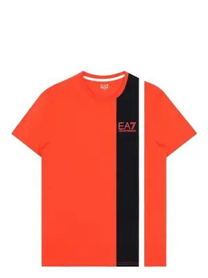 EA7 Logo Printed T-shirt With Round Neck - Orange