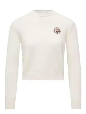 Moncler Logo Patch Crewneck Jumper - White
