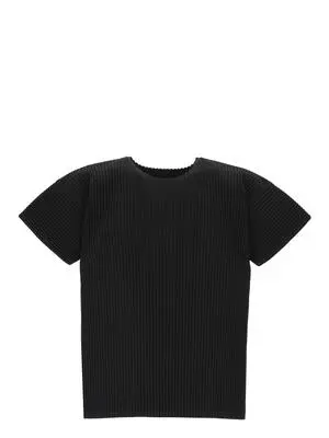 Issey Miyake Homme Plissé Pleated Crewneck T-shirt - Black