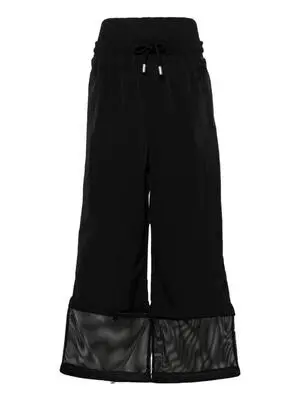 Off-White Drawstring Wide Leg Trousers With Mesh Detailing - Black