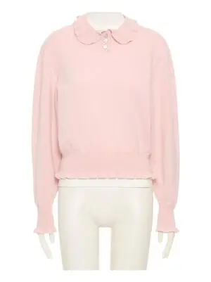 Valentino Garavani Knit Top With Ruffled Collar And Cuffs - Nude