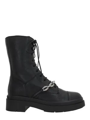 JIMMY CHOO Nari Combat Boots With Chain Detail - Black