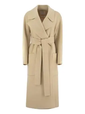 Sportmax Belted Wool Coat - Nude