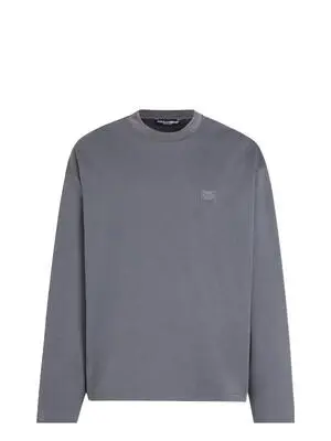 Dolce & Gabbana Dolce Gabbana Logo Plaque Long-sleeved Sweatshirt - Grey