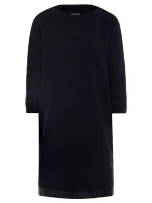 Emporio Armani Long-sleeved Dress With Logo Trim - Black