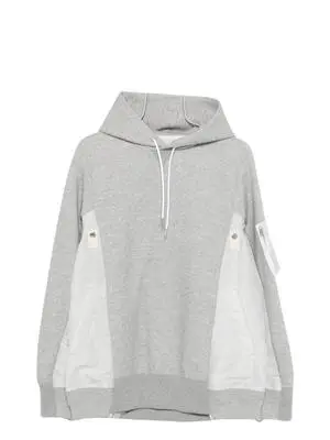 Sacai Zip-detailed Hoodie - Gray