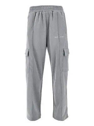 Palm Angels Logo Embroidered Cargo Trousers - Gray