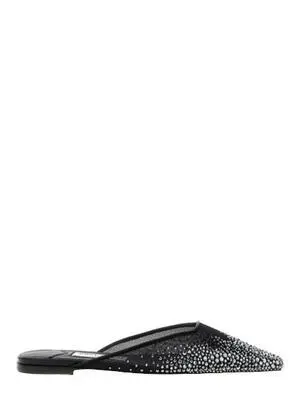 JIMMY CHOO Vivi Embellished Square Toe Mules - Black