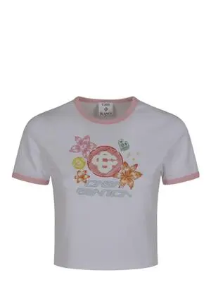 Casablanca Cropped Graphic T-shirt - Gray