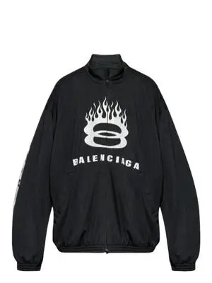 Balenciaga Flame Print Zipped Jacket - Black