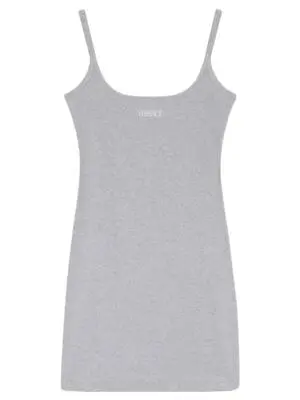 Versace Logo Embroidered Ribbed Mini Dress - Grey