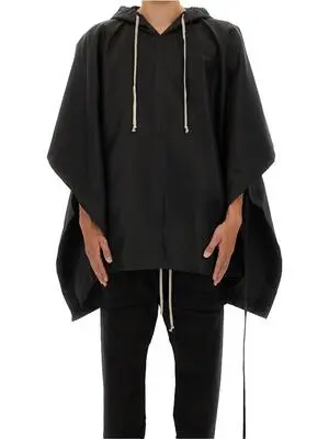 Rick Owens Concordians Drawstring Poncho - Black