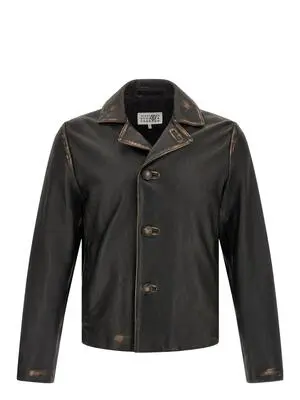 MAISON MARGIELA Antiqued Leather Jacket - Black