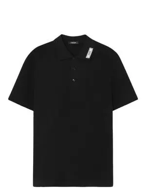 Versace Logo Patch Short-sleeved Polo Shirt - Black