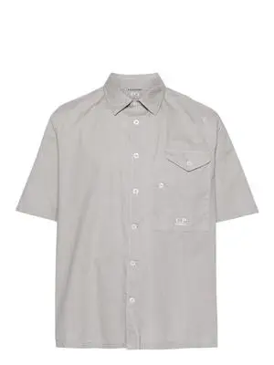 C.P. COMPANY Logo-embroidered Cotton Shirt - Gray