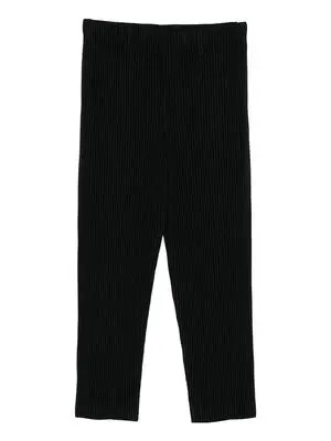 Issey Miyake Homme Plissé Pleated Tapered Trousers - Black