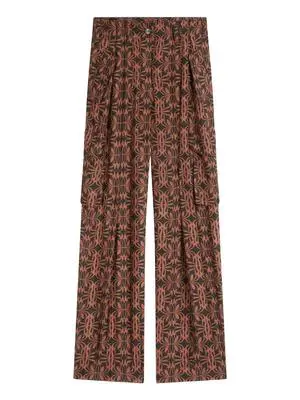 Dries Van Noten Graphic Butterfly Print Satin Cargo Pants - Brown