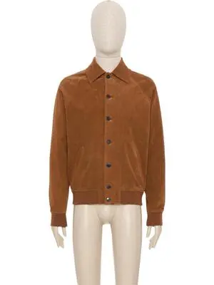 Valentino Garavani Suede Bomber Jacket With Button Closure - Brown