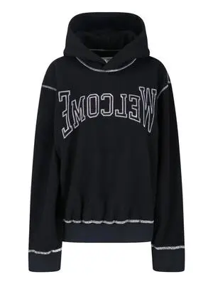 MAISON MARGIELA Logo Embroidered Hoodie - Black