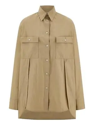 FERRAGAMO Long-sleeved Poplin Shirt - Stone