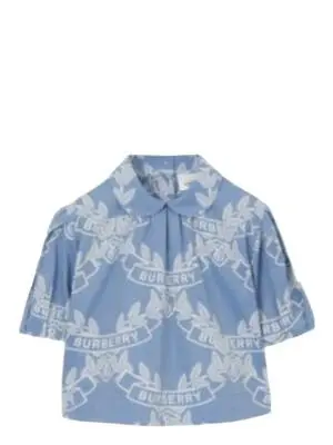 Burberry Burberry Puff Sleeve Collared Shirt With Oak Leaf Badge Blue
