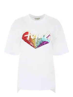 Fendi Embellished Logo T-shirt - White