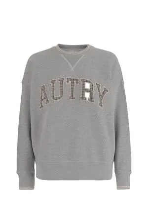 AUTRY AUTRY Check-Pattern Embroidered Sweatshirt Gray