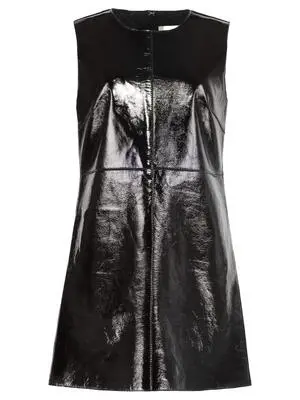 P.a.r.o.s.h Sleeveless Leather Mini Dress - Black