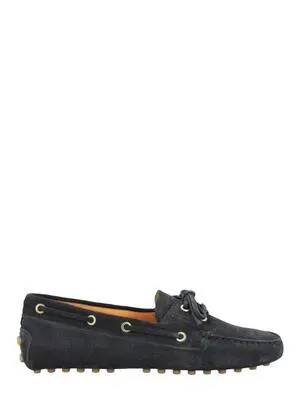 TOD'S Suede Bow Detail Loafers - Navy